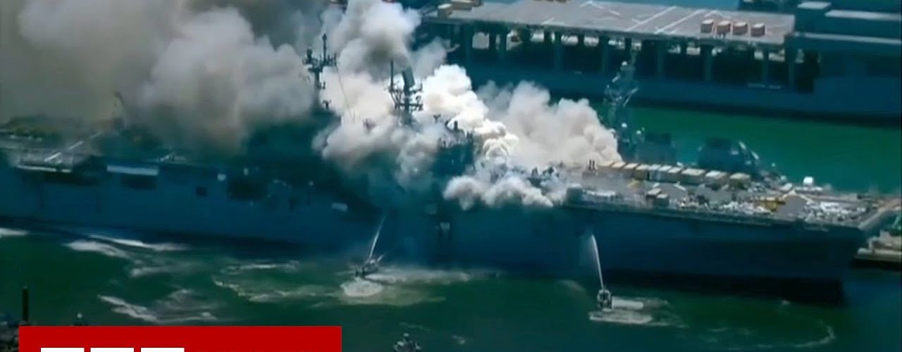 US Navy ship fire: Sailors and fire crew injured - BBC News - World News