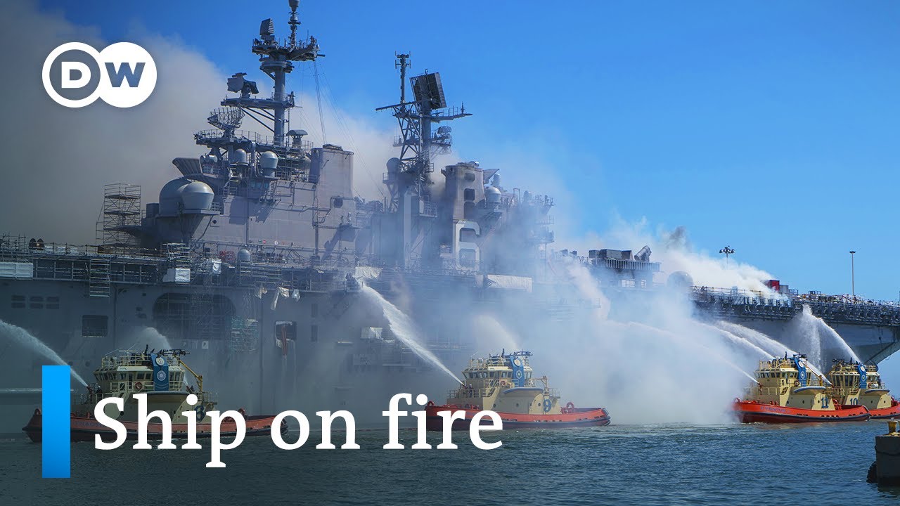 US Navy ship fire threatens to dump 4 million liters of oil off San ...