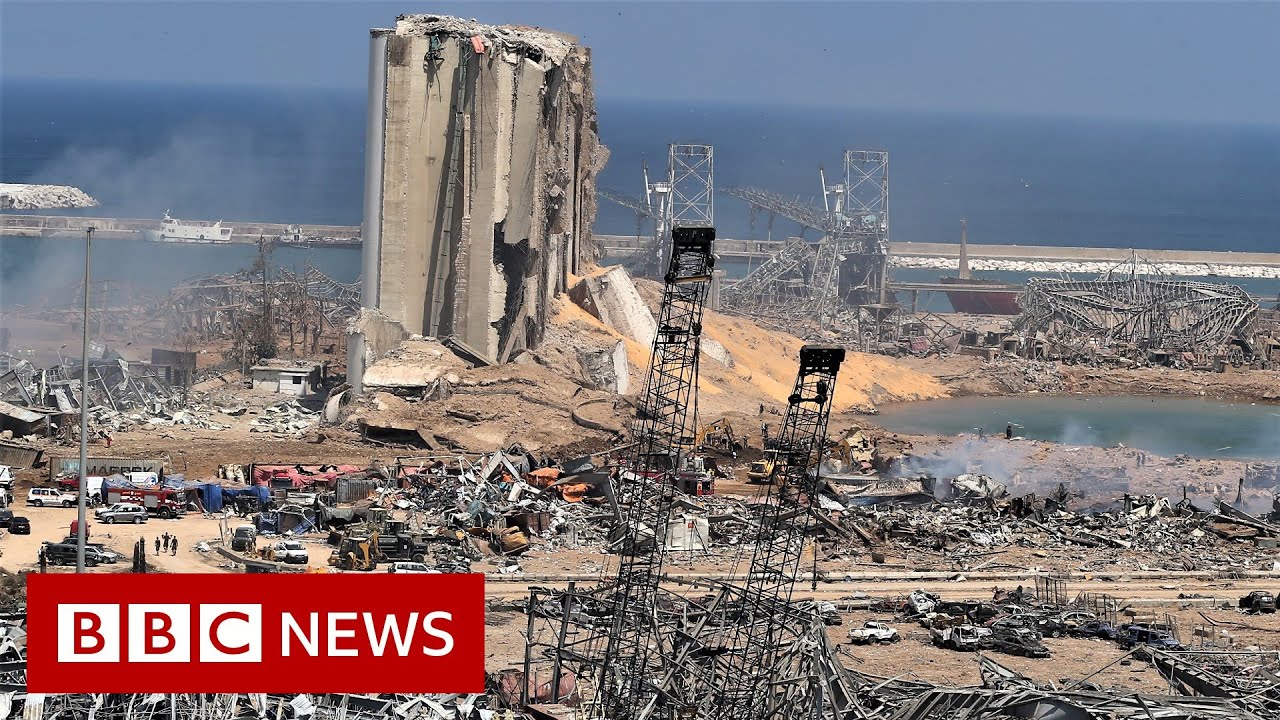 Aerial footage shows aftermath of Beirut blast - BBC News - World News