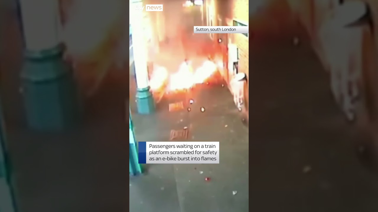 E-bike bursts into flames at train station - World News