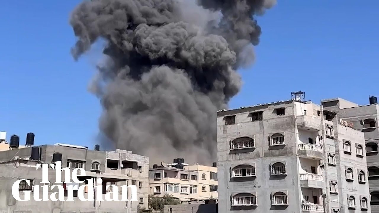 Footage captures the moment of an airstrike from inside a nearby ...