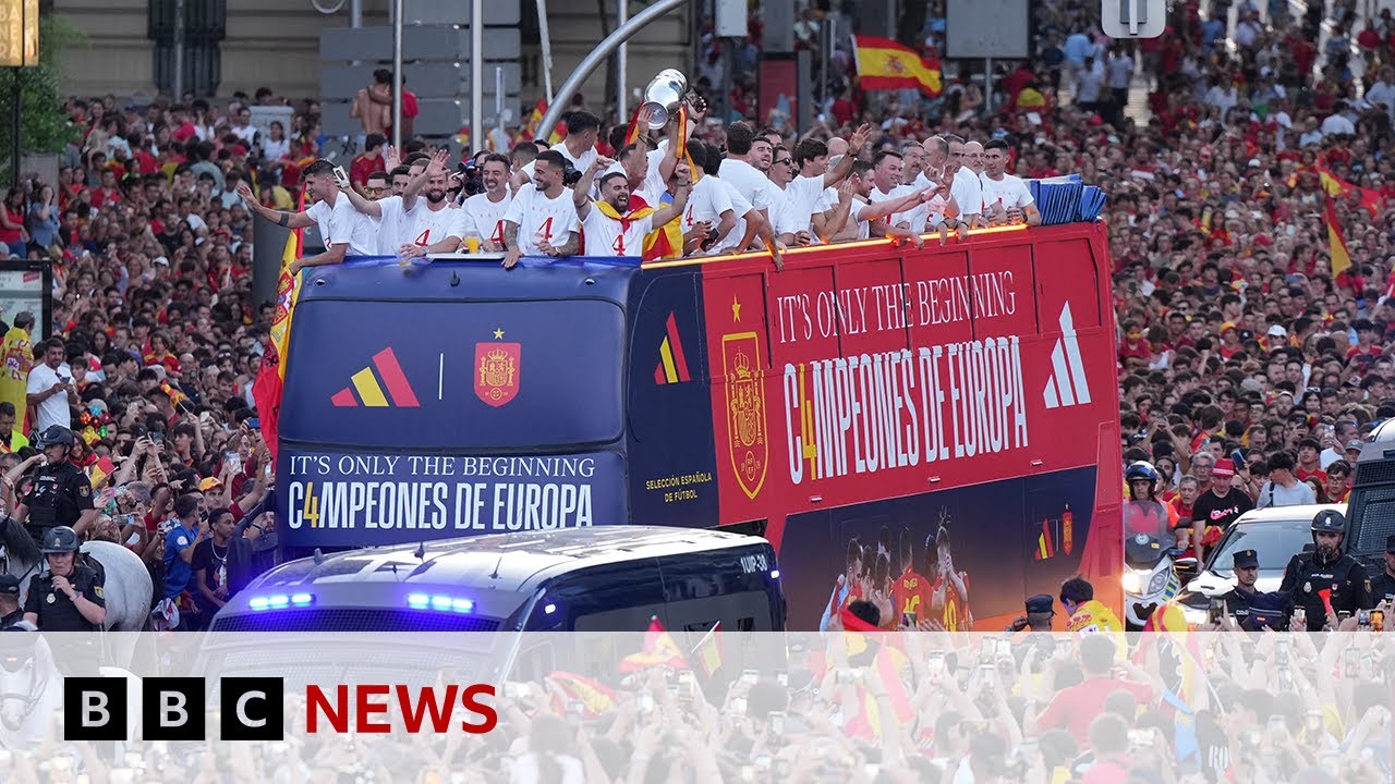 Fans celebrate Euro 2024 win after Spain's royal welcome home to Madrid ...
