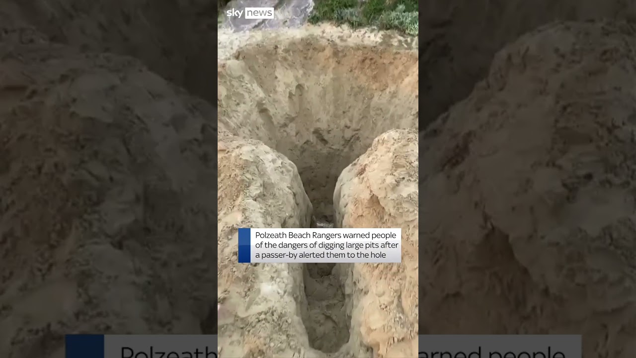 Warning as 6ft hole dug on Cornwall beach - World News