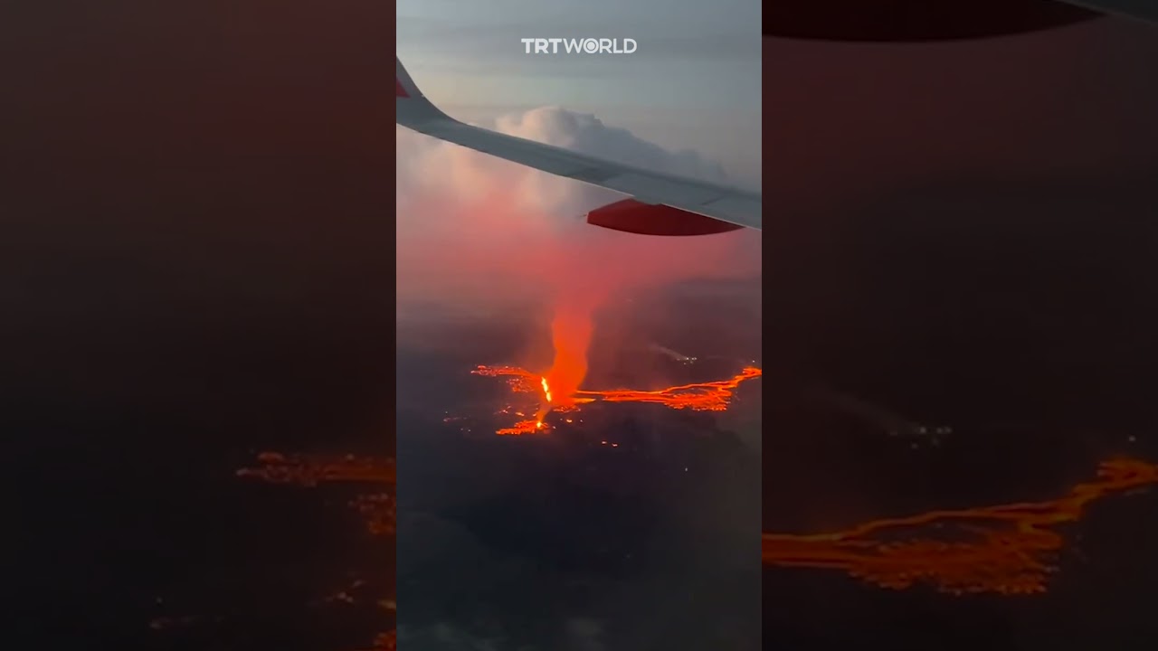 Passenger captures footage of Iceland volcano eruption during flight ...