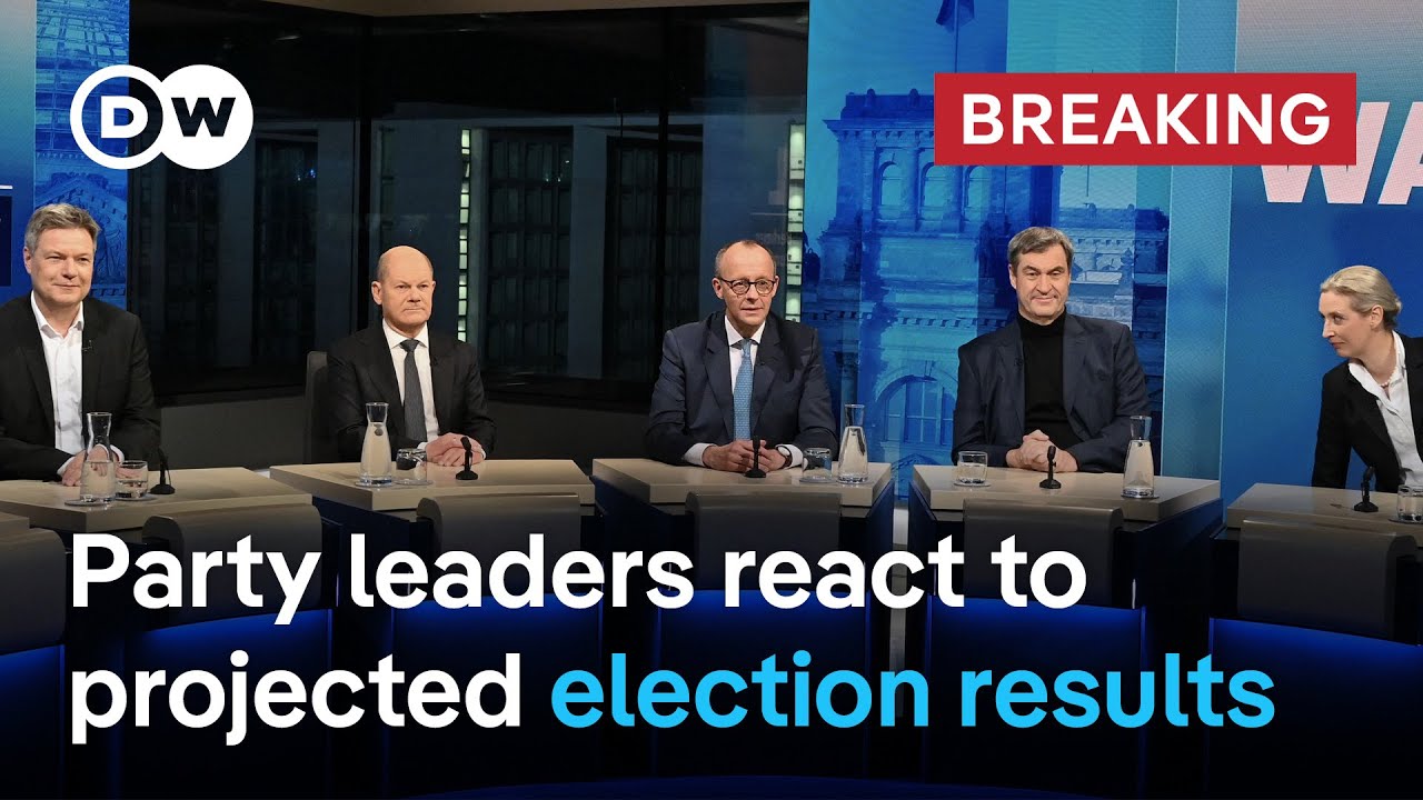 Germany's party leaders answer questions after projected election ...