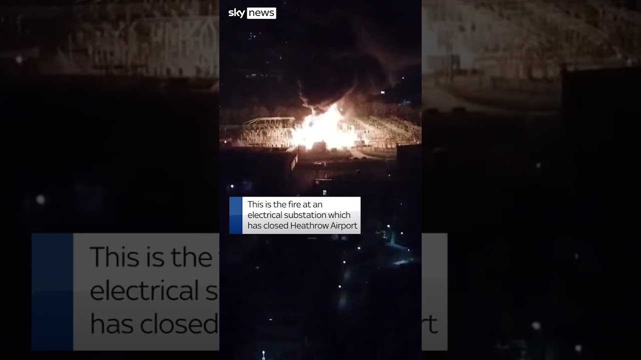Drone footage shows substation on fire - World News