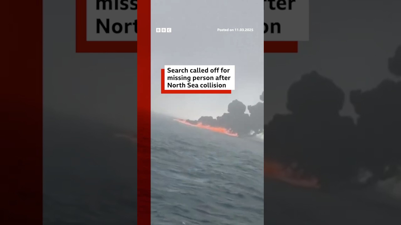 Search called off for missing crew member after North Sea collision. # ...