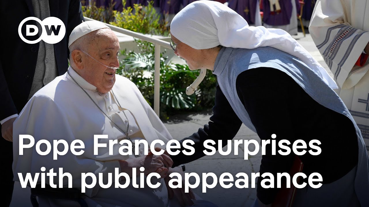 Pope Francis makes first public appearance since hospital discharge ...