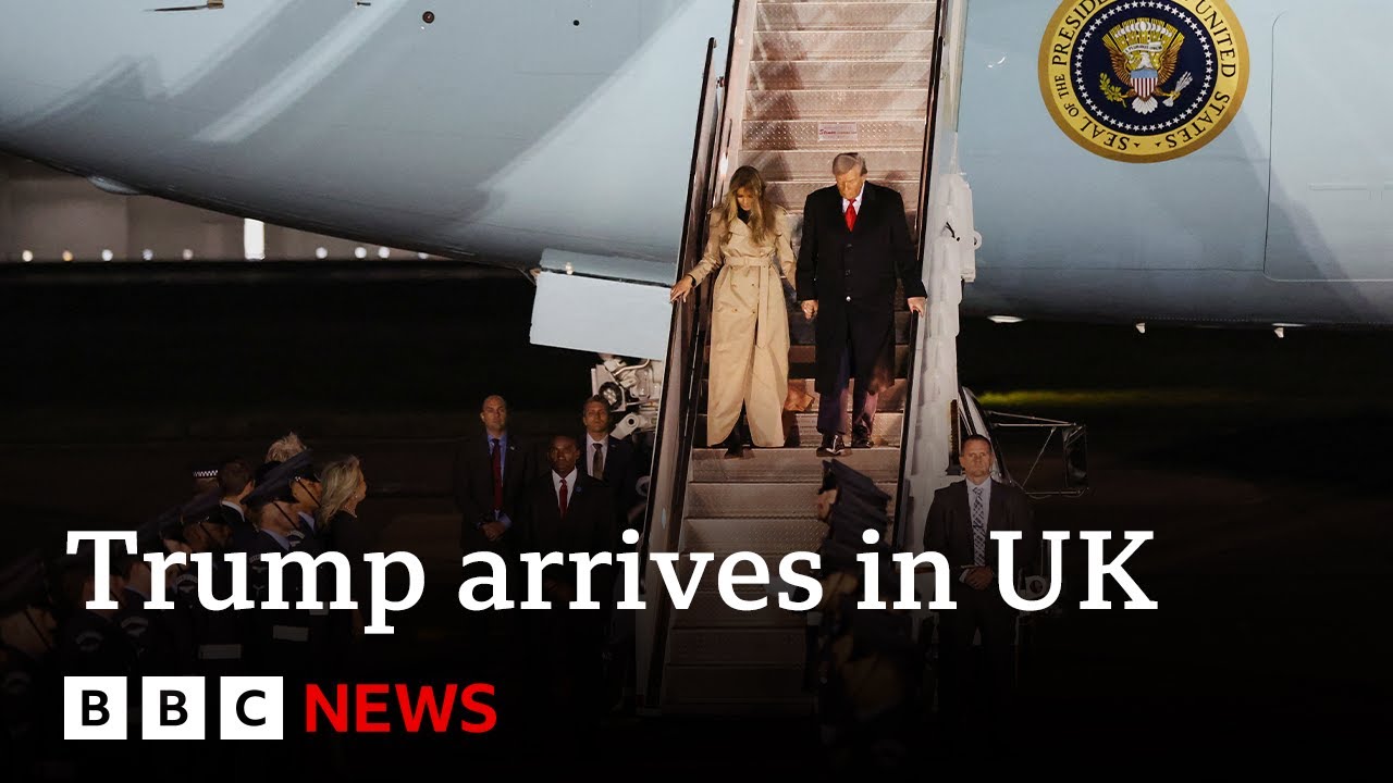 US President Donald Trump and wife Melania land in UK for historic ...