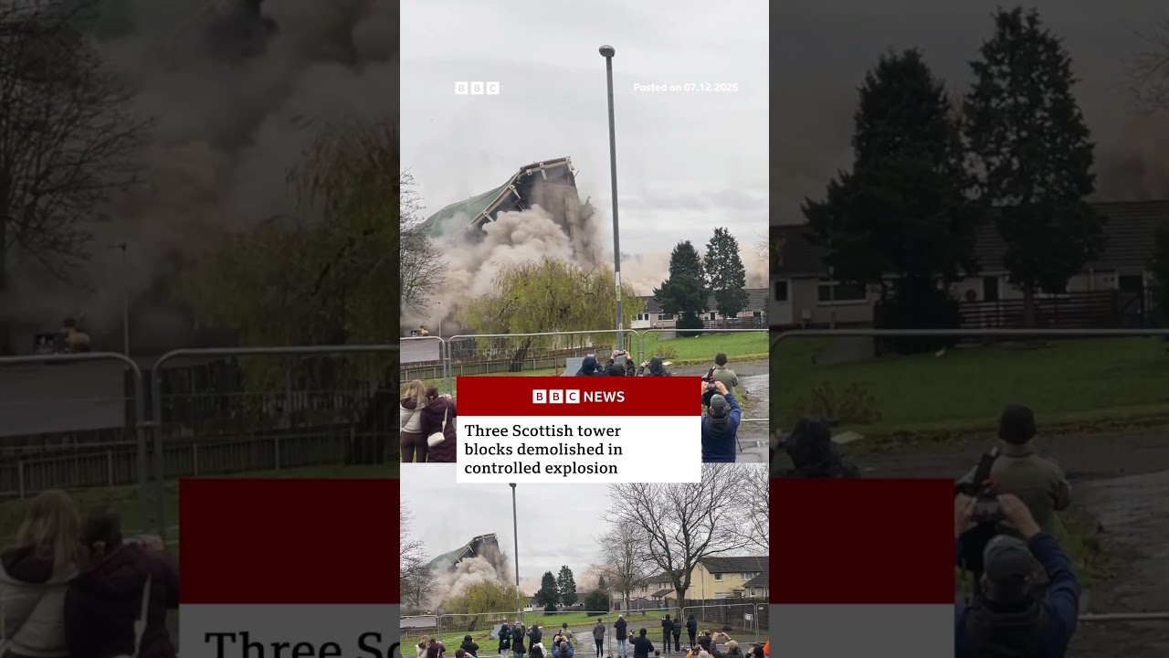 Scottish tower blocks demolished in controlled explosion. #Scotland # ...