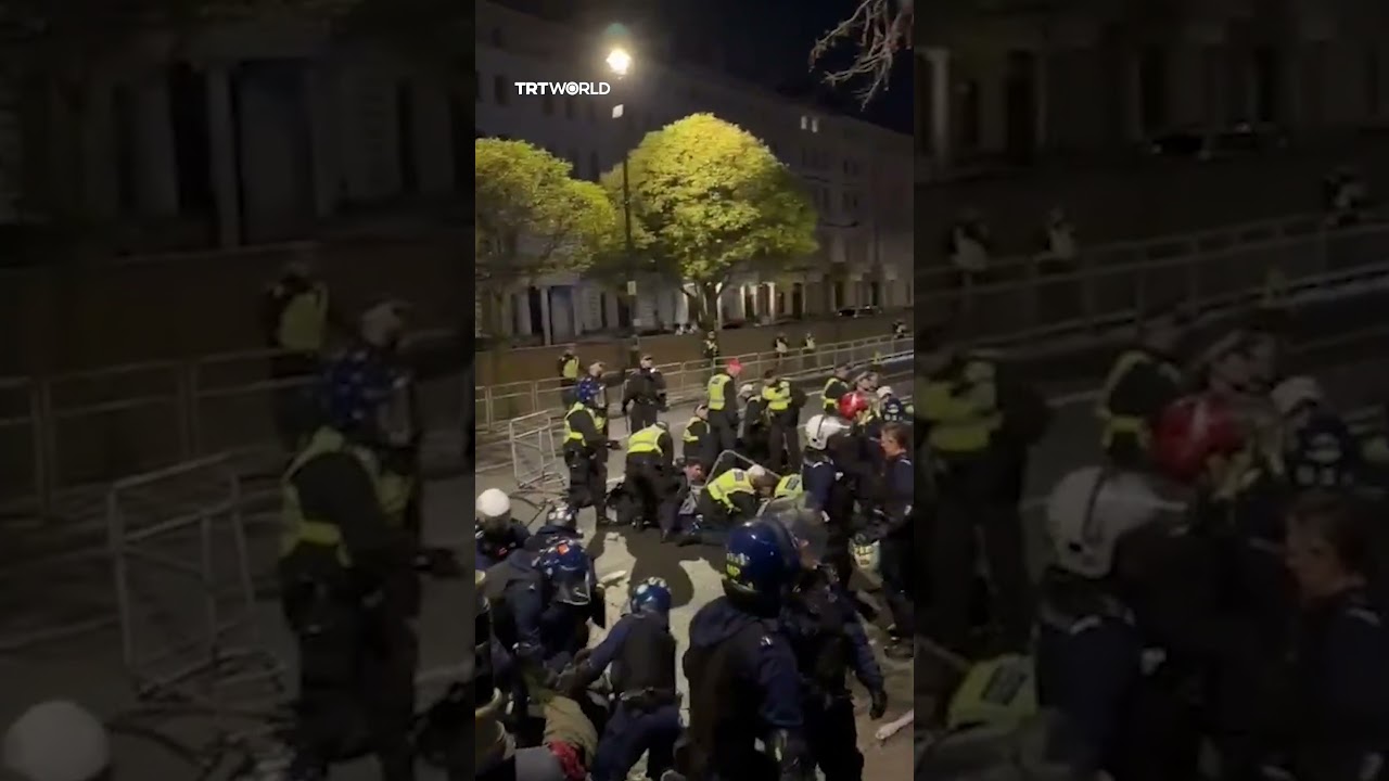 Protester arrested after removing Iranian flag from London Embassy ...