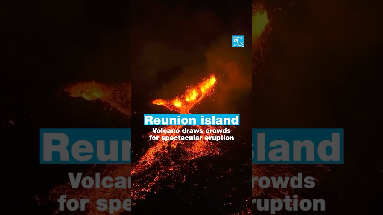 Volcano on French island of La Réunion draws crowds for spectacular ...